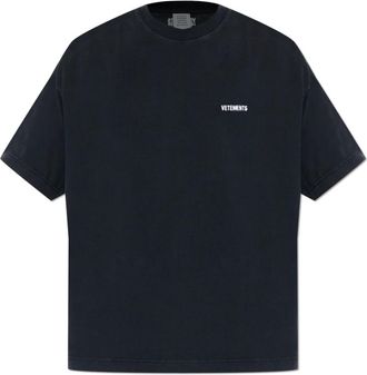 VETEMENTS Homme, Tops, Noir, Taille: XS T-Shirt Logo Brod&eacute;