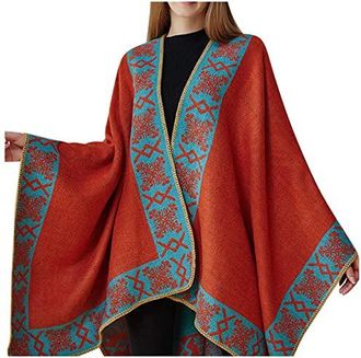 Generic 2025 Hiver Automne Femmes Imprim&eacute; Ch&acirc;le Mode Chaud Doux Cardigans &Eacute;charpe Double Face Ch&acirc;le &Eacute;pais, Orange, Taille unique
