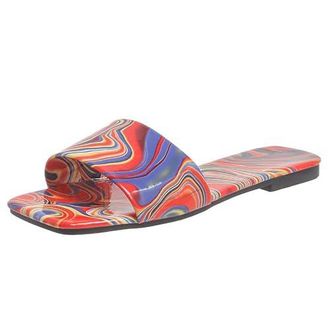 Generic Pantoufles d&eacute;contract&eacute;es &agrave; bout ouvert pour femme - Chaussures de plage plates et confortables - 2026, Rouge, 39.5 EU