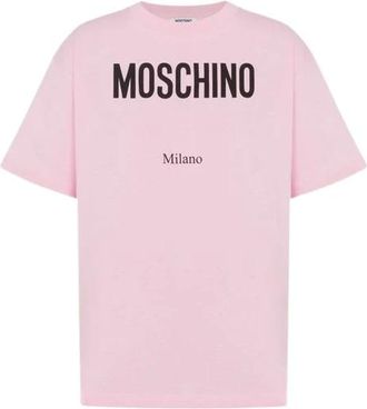 Moschino Femme, Tops, Rose, Taille: 36 FR T-shirt en jersey de coton imprim&eacute;