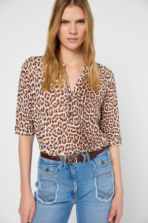 Gerard Darel T-shirt imprim&eacute; l&eacute;opard - GRACE - Marron