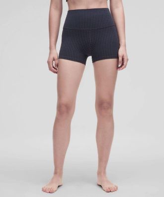 lululemon Align Shorts mit hohem Bund f&uuml;r Frauen - 10 cm - Gr&ouml;&szlig;e 12 in Micro Houndstooth Blue Multi
