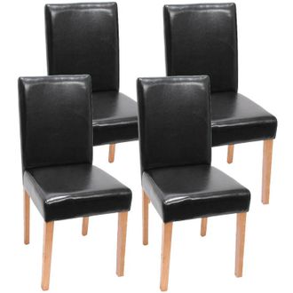Mendler Mendler - Lot de 4 chaises de s&eacute;jour Littau, simili-cuir, noir, pieds clairs