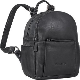 STILORD Luna Eleganter Leder-Rucksack Damen klein mit geflochtenem Henkel ideal als schicker Tagesrucksack Rucksacktasche Cityrucksack Freizeitrucksack Echtle
