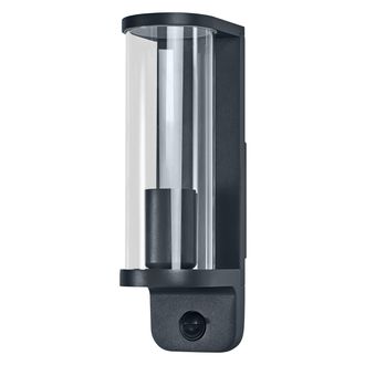 Osram Endura Classic LED Wandleuchte Tubular, E27 Fassung, PIR Sensor, IP44, Aluminium dunkelgrau, Glas