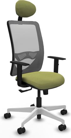 Piqueras y Crespo B&uuml;ro-Rollstuhl Zulema mit 1D-Armen, h&ouml;henverstellbarer Lendenwirbelst&uuml;tze und festem Kopfteil, ausgestattet mit 3 Positionen und Schneidschaum, Grau/O