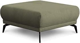 Cavadore Hocker Cooper / Polsterhocker mit schwarzen Metallfüßen und feinem Cord-Bezug, als Beistellhocker oder Sitzhocker / 89 x 43 x 89 / Cord, Grün