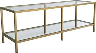 Dmora TV-Schrank Electra 130x40x45 cm Gold 2 B&ouml;den 3 F&auml;cher