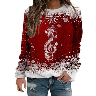 Generic Pull de Noël 2025 pour femme - Pull de Noël amusant et moche - Imprimé graphique festif - Manches longues - Style décontracté - Pour les fêtes de fin 
