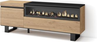 Skraut Home | TV-Schrank, Lowboard | f&uuml;r Wohnzimmer und Esszimmer | 150x57x35cm | F&uuml;r TV-Ger&auml;te bis zu 65 | Elektrokamin. Ma&szlig;e | Industriedesign | Moderner Stil |