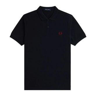 Fred Perry Slim Fit Plain Polo Navy & Burnt Red - - Tops - Herren - Blau - XL