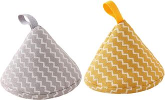 Aboofan 4 St&uuml;ck Dreiecks Schutz Kappe Topfgriffknopf Topfgreifer Topfhalter H&uuml;lse Dreieckiger Topfhandschuhgriff Topfgriffhalter Handschuhe Topfdeckel Topflap