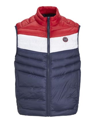 Jack & Jones Herren Jjesprint Bodywarmer Collar Weste, Navy Blazer/Detail:White/True Red Blocking, S