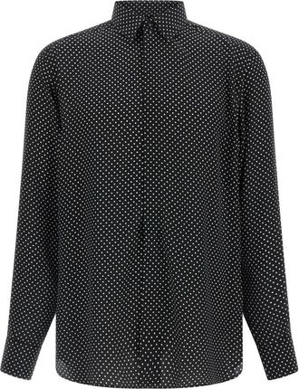 Tom Ford Homme, Chemises, Multicolore, Taille: XL Chemise en cr&ecirc;pe de chine de soie &agrave; pois