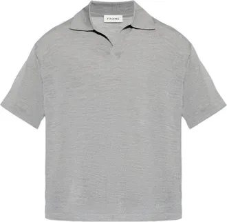 Frame Denim Pull Col Polo Superfine - Homme - Pulls - Gris - Taille: S