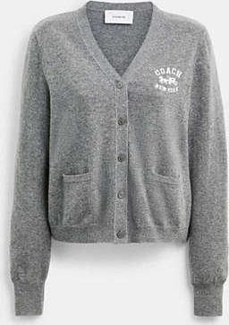 Coach Feiner Kaschmir-Cardigan f&uuml;r Frauen in Grau, Gr&ouml;&szlig;e X-Klein