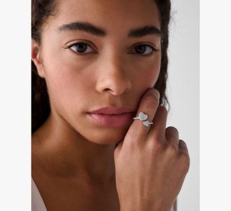 Kate Spade New York Kate Spade Yours Truly Ring Mit Pav&eacute;-Herz f&uuml;r Frauen in Klar/Silber, Gr&ouml;&szlig;e: 6 | Metall