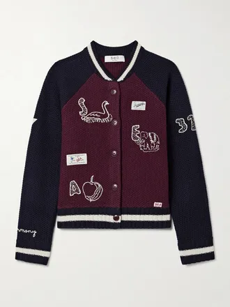 Sea New York Cardigan En Laine Mérinos À Broderies Et À Appliqués Archer - Bordeaux
