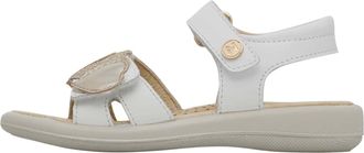 Naturino Sandalen aus Leder mit Herzen, Weiß-Platin 24