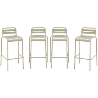 Sweeek Lot de 4 chaises hautes de jardin acier. 4 places. beige. L 44 x P 41 x H 85cm