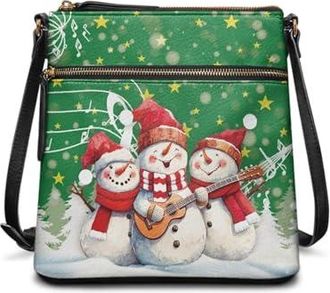 Coloranimal Sac &agrave; main &agrave; bandouli&egrave;re Corss pour femme - Sac &agrave; bandouli&egrave;re - Sac &agrave; bandouli&egrave;re - Sac &agrave; main de No&euml;l imperm&eacute;able, Guitare de No&euml;l bonhomme de neige
