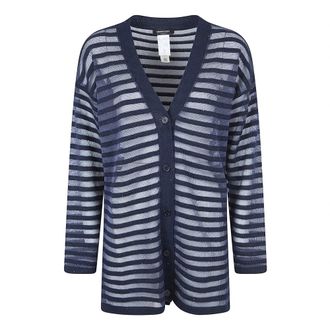 Fabiana Filippi Cardigan aus Baumwolle und Leinen mit Pailletten - - Knitwear - Damen - Blau - 2XS