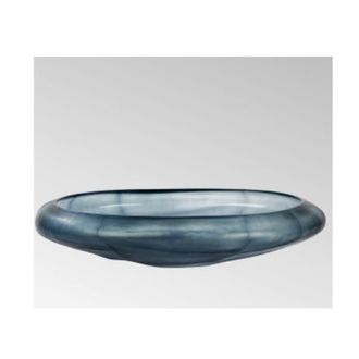LAMBERT Schale, Dekoschale - Glas - Farbe: Rauchblau - (LxBxH) 43 x 30 x 9 cm