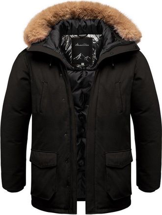Amaci & Sons Winterjacke NORWALK Winterjacke Herren Gefütterte Dicke Glanz Winter Jacke Mantel Parka mit Kapuze