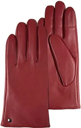 Isotoner Gants femme tactiles en cuir dagneau - doublés micro fausse fourrure