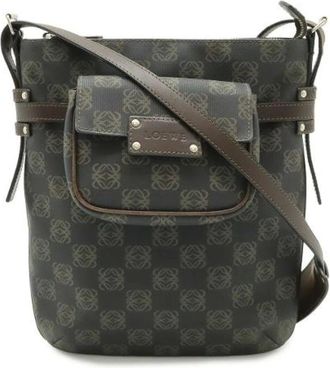 Loewe Pre-owned Anagram Leather Shoulder Bag Black Brown - Femme - Pre-owned - Brun - Taille: ONE Size
