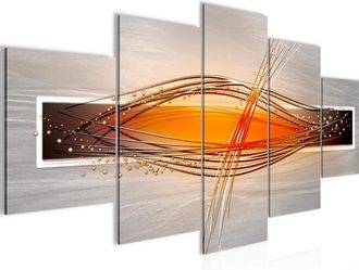 Runa Art Bild Wohnzimmer Schlafzimmer Abstrakt 5 Teilig Grau Orange Weiss Wandbilder auf Vlies Leinwand 103353c