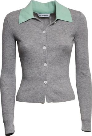 Self Portrait Femme, Pulls, Gris, Taille: 36 FR Gilet en laine mérinos grise Sweater