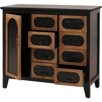 Hhg [JAMAIS UTILIS&Eacute;] Commode de pharmacien HHG-289, armoire &agrave; tiroirs, compartiment de rangement, style vintage shabby industriel, bois et m&eacute;tal, 80 x 91