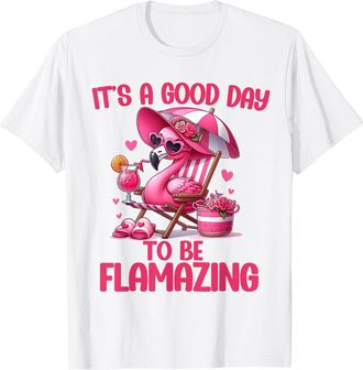 BDAZ Pink Flamingo Its A Good Day to Be Flamazing Damen T-Shirt