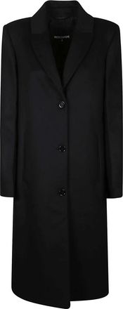Patrizia Pepe Femme, Manteaux, Noir, Taille: 36 FR Essential Long Coat