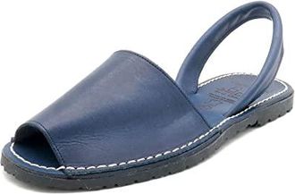 Avarcashop Menorquina Barca Sandales dété en cuir véritable pour femme Semelle intérieure, bleu, 36 EU