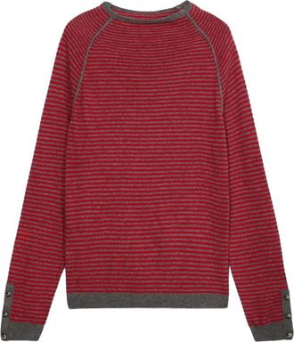 Oltre Femme, Pulls, Rouge, Taille: 44 FR Pull ray&eacute; en laine m&eacute;lang&eacute;e avec d&eacute;tail de boutons
