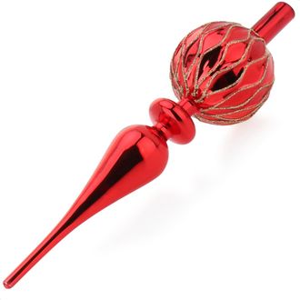 Com-Four Weihnachtsbaumspitze gl&auml;nzend - Christbaumspitze aus echtem Glas f&uuml;r Weihnachten - Tannenbaumspitze f&uuml;r den Christbaum (31cm - Merry Red)