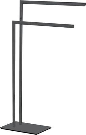 WENKO Handtuchst&auml;nder Mod. Recco, freistehender Handtuchhalter mit 2 Armen, standfeste Bodenplatte, massiver Stahl, 48 x 80,5 x 20 cm, Schwarz
