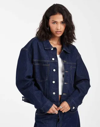Tommy Jeans Archive Trucker-Jeansjacke in dunkler Waschung-Marineblau