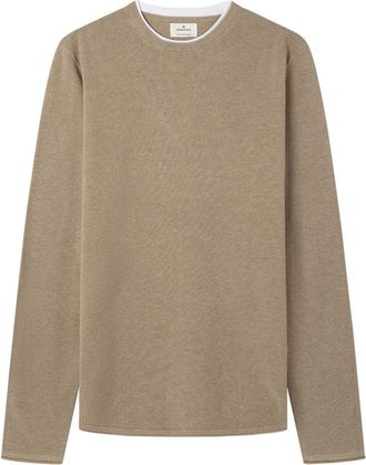 Springfield Gg12 Knit Structure Double Kragen Pullover Basic Herren, beige, X-Large