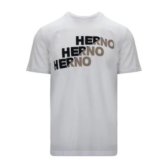 Herno Herren Slip-On T-Shirt mit Bicolor Brand Motif - - Tops - Herren - Wei&szlig; - XL