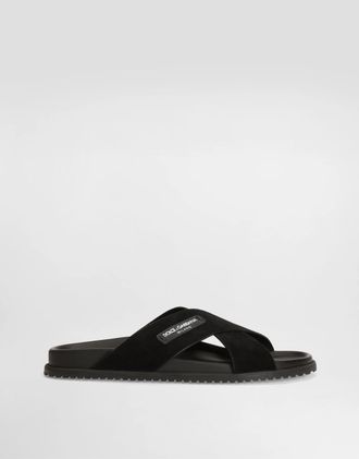 Dolce & Gabbana Sandalen Aus Spaltleder - Mann Sandalen Und Slides Schwarz 41.5