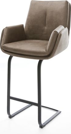 DELIFE Barstuhl Clea-Flex Mikrofaser Taupe Vintage Freischwinger Flach Metall Schwarz, Barst&uuml;hle