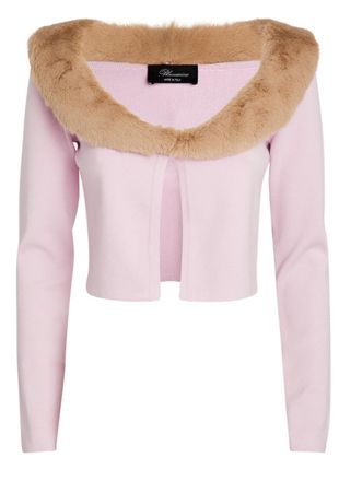 Blumarine Blumarnie Lilac Detachable Fur Collar Cardigan Size M
