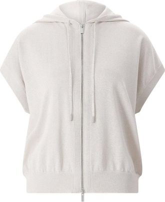 PESERICO Femme, Sweatshirts et sweats &agrave; capuche, Beige, Taille: 32 FR Veste Zipp&eacute;e &agrave; Manches Courtes