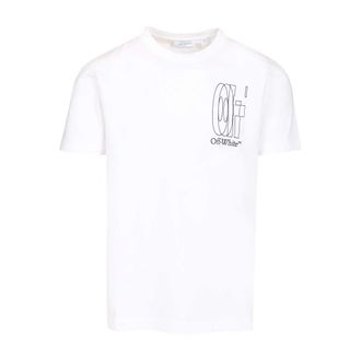 Off-white Baumwoll-T-Shirt mit Front- und R&uuml;ckendruck - - Tops - Herren - Wei&szlig; - XL