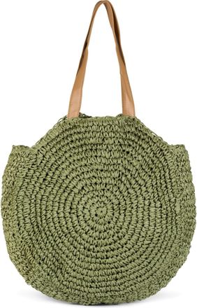 styleBREAKER Schultertasche Runde Flecht Schultertasche - Basttasche