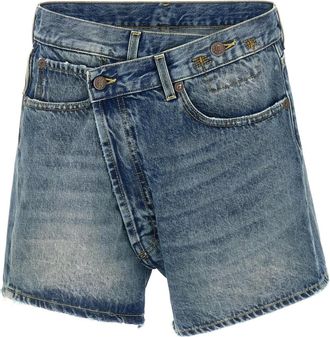 R13 Femme, Shorts, Bleu, Taille: W27 Crossover Denim Shorts