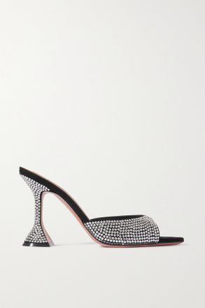 Amina Muaddi Caroline Mules Aus Veloursleder Mit Kristallen - Schwarz